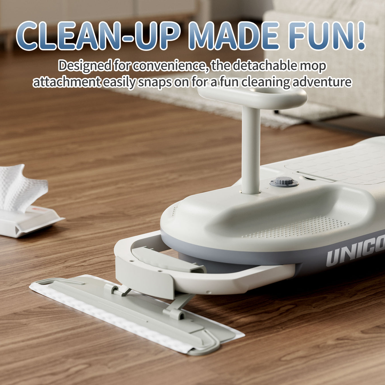 UNICOO® Mop-N-Zoom Go Kart for Kids, 12V Electric Go Cart w/Floor Clea