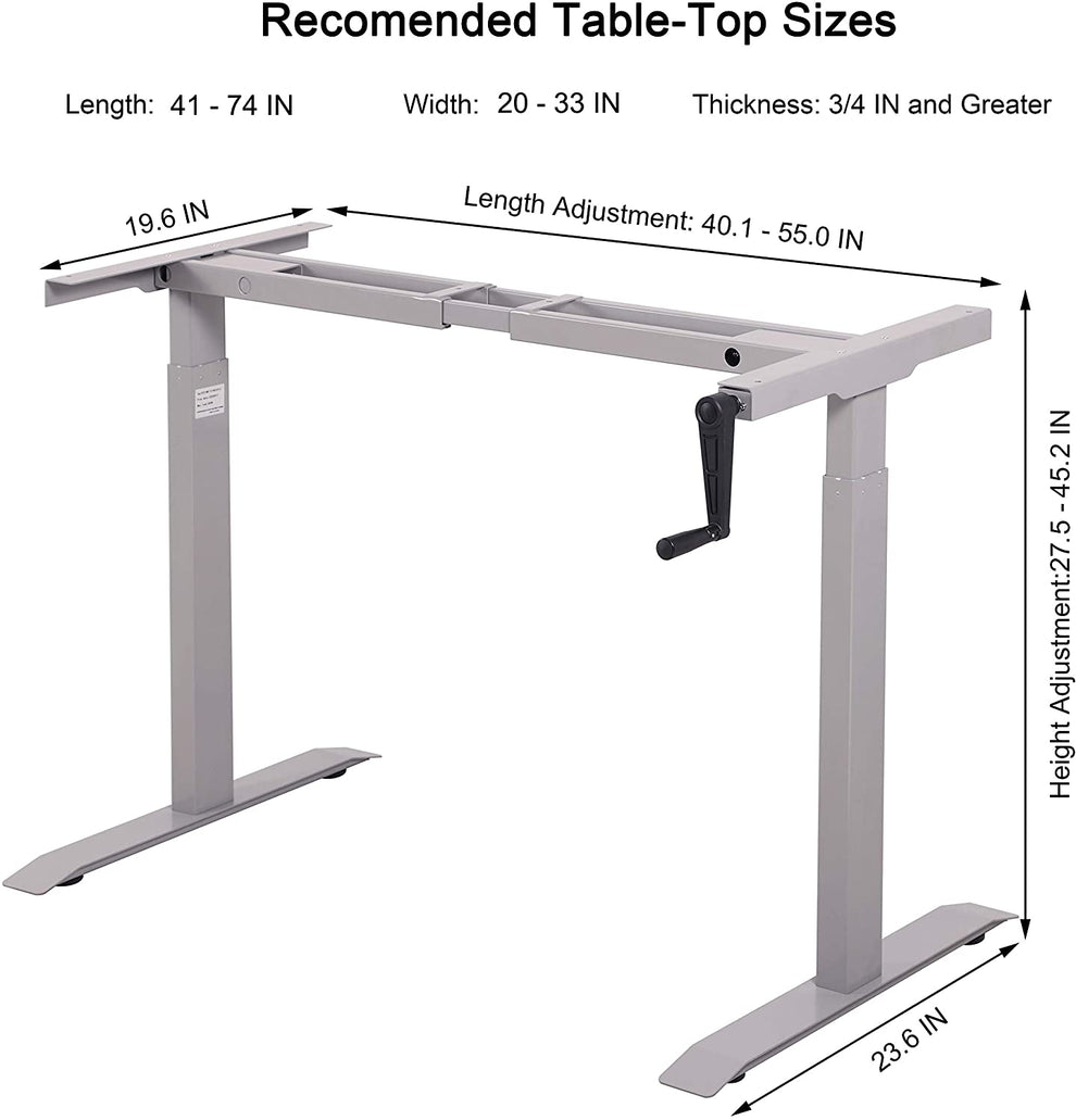 UNICOO – Premium Quality Crank Stand Up Desk Frame with Double Beam He